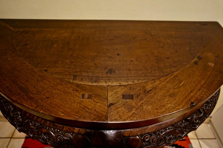 Early 19th Century Chinese Hand Carved Semilunar Half Moon Console ...