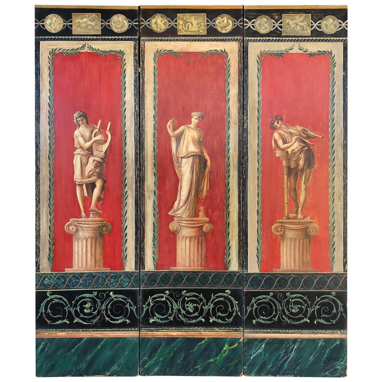Early 19th Century Classical Motif Hand Painted Screen at 1stDibs