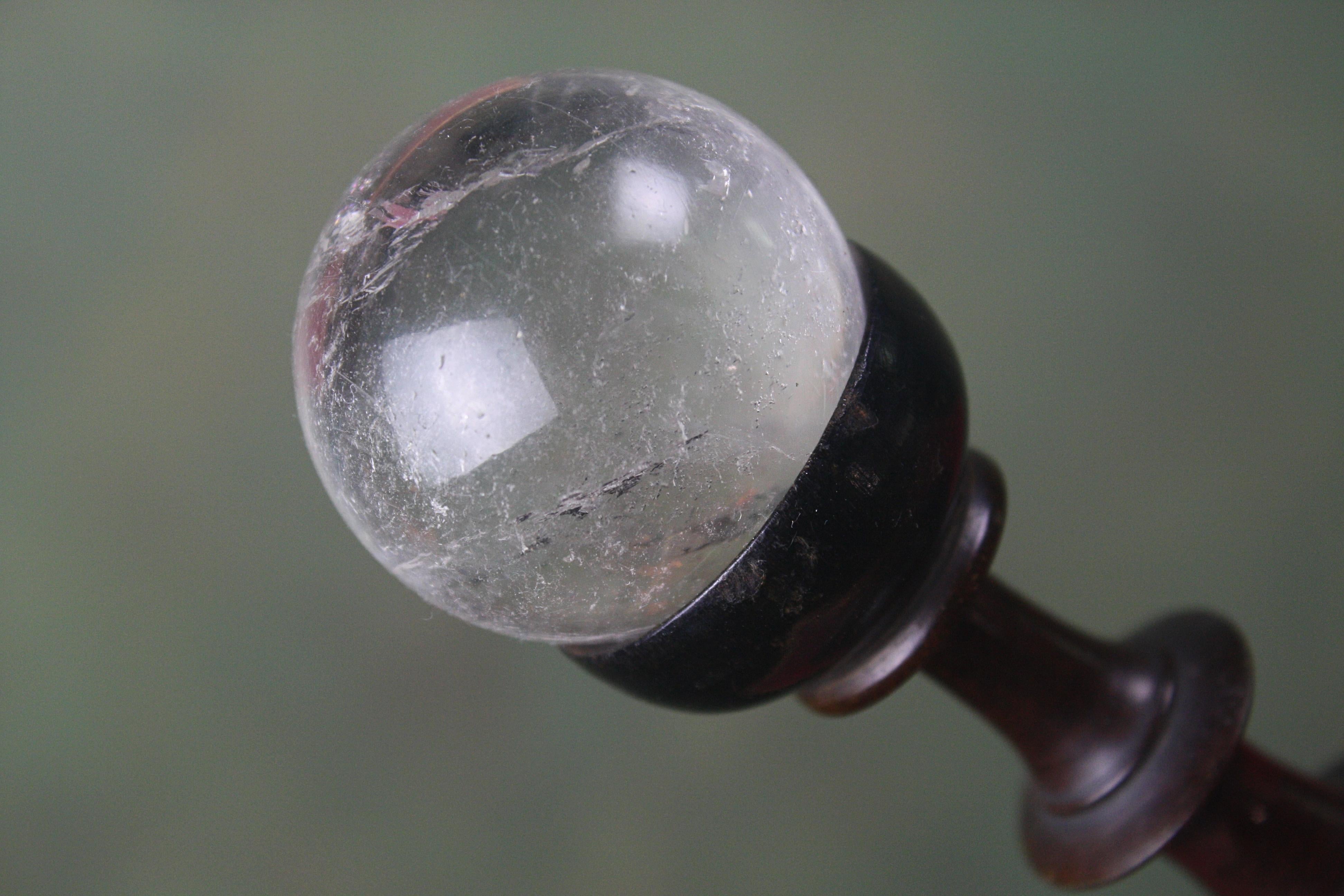 Early 19th Century Curiosity Quartz Specimen, Orbuculum on Fruit Wood ...