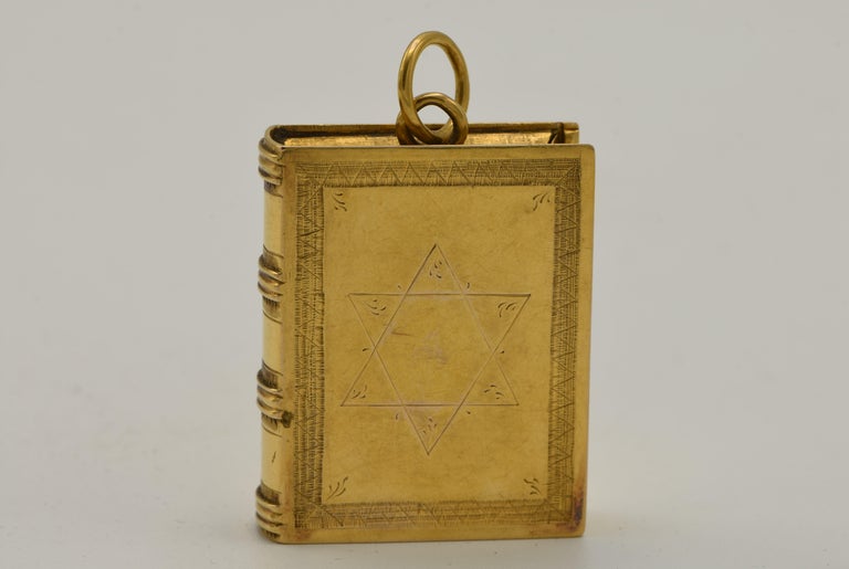 Early 19th Century Dutch Gold Jewish Amulet Case with Hebrew Parchment ...