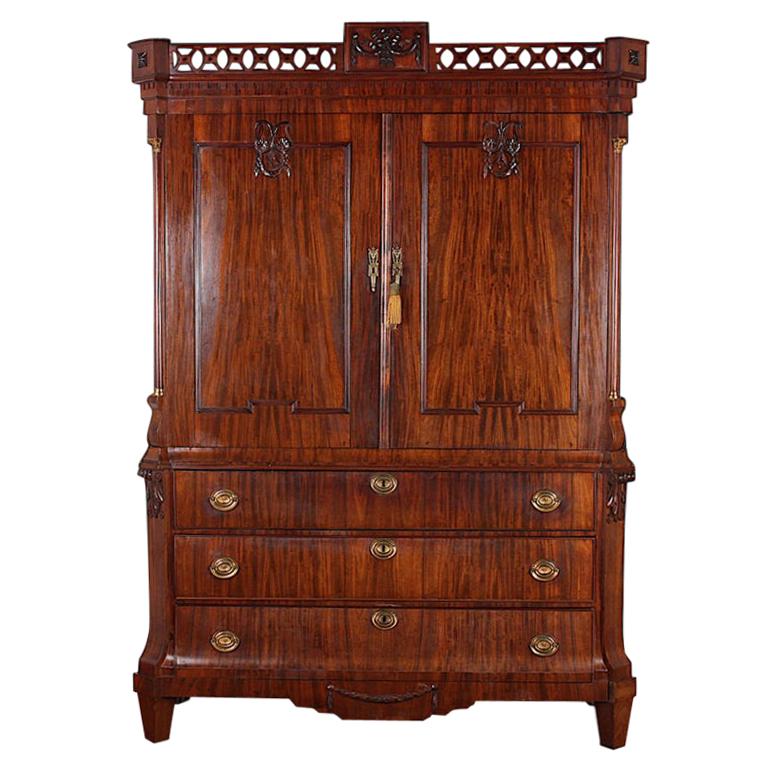 Early 19th Century Dutch Mahogany Linen Press Armoire at 1stDibs