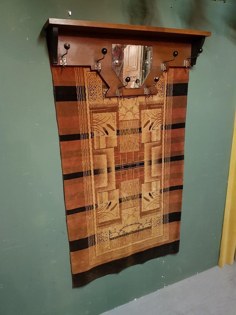 Early 19th Century Dutch Oak Art Deco/ Amsterdam School Coat Rack with ...