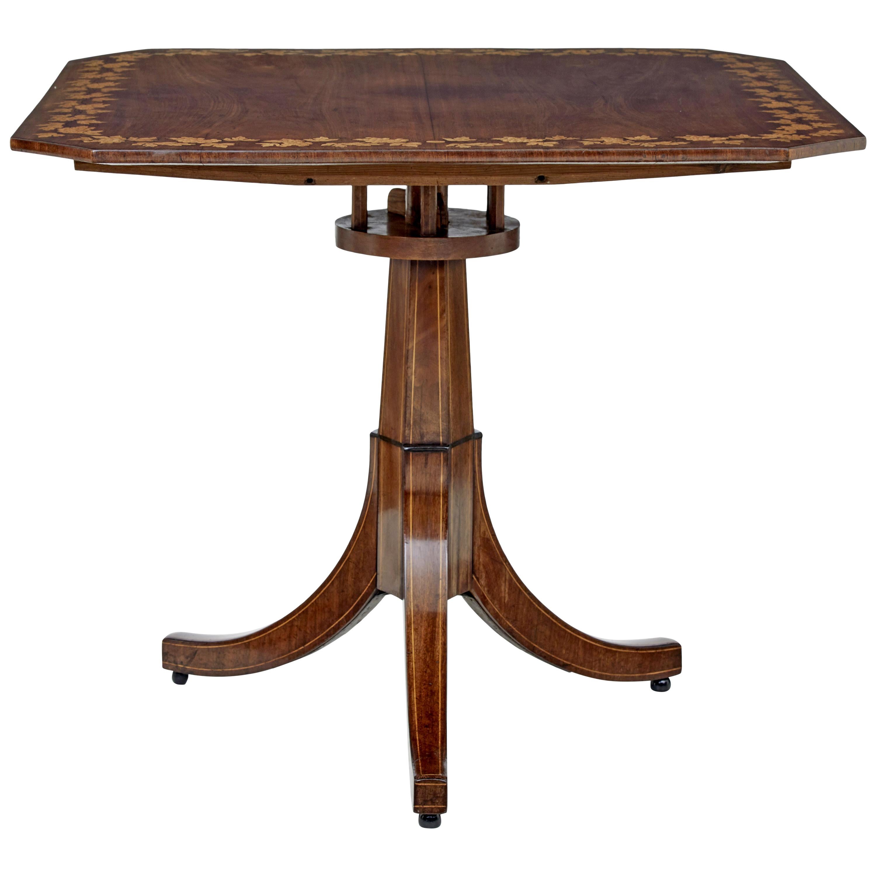 19th Century Empire Style Round Mahogany Tilt-Top Table with Bronze ...