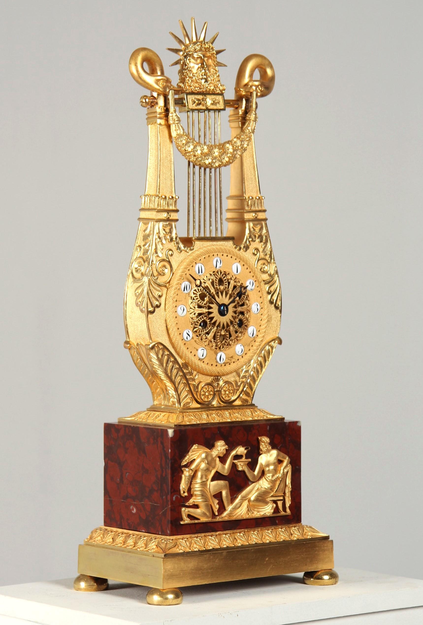 Early 19th Century Empire Mantel Clock in shape of a Lyre, Paris, circa ...