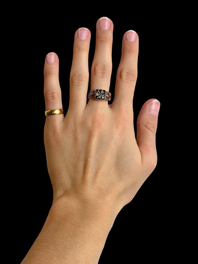 Early 19th-Century Enameled Gold Ring with Flowers and Concealed ...