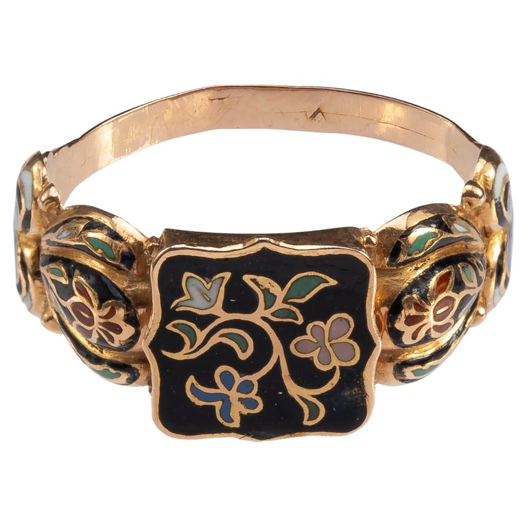 Early 19th-Century Enameled Gold Ring with Flowers and Concealed ...