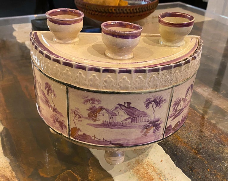 Early 19th Century English Demilune Lusterware Bough Pot With Cover For ...