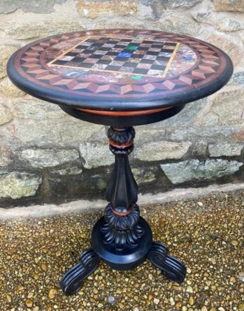Early 19th Century English Regency Marble Inlaid Pedestal Game Table ...