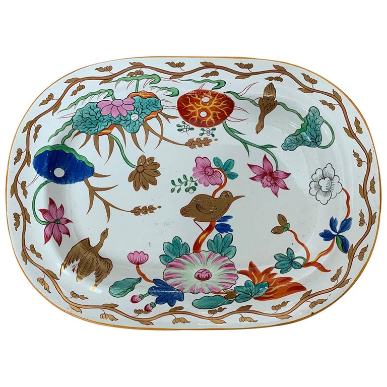 Early 19th Century English Spode Oval Serving Plate with Birds ...