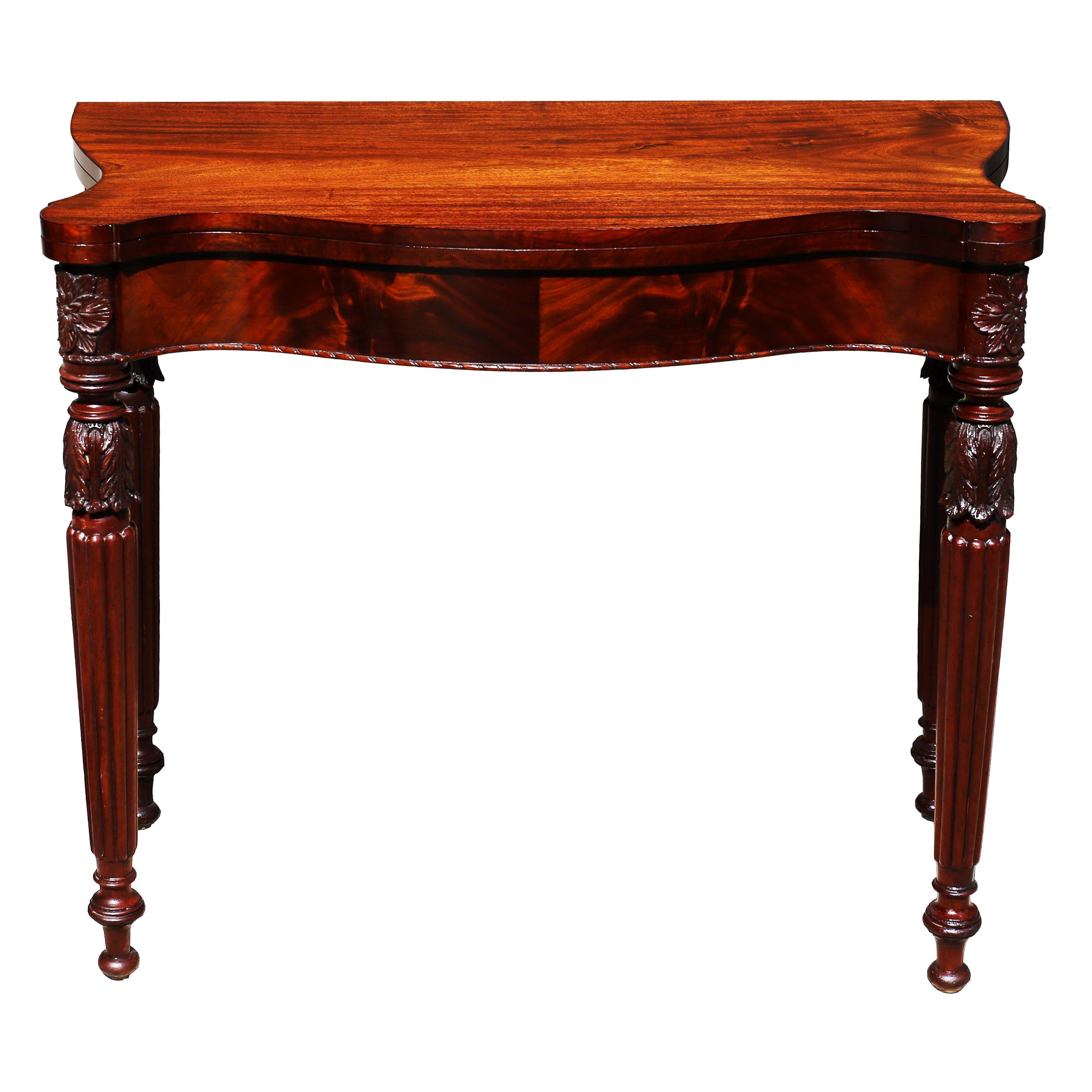 Early 19th Century William IV Card Table with Ebony Inlay and Turned ...