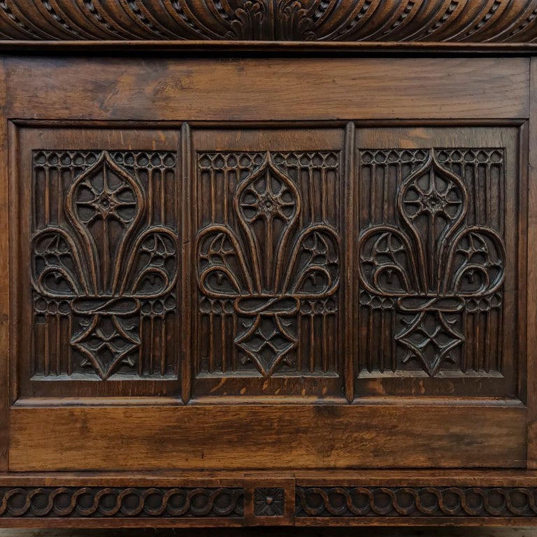 Early 19th Century Flemish Gothic Cabinet, Low Buffet, Console at 1stDibs