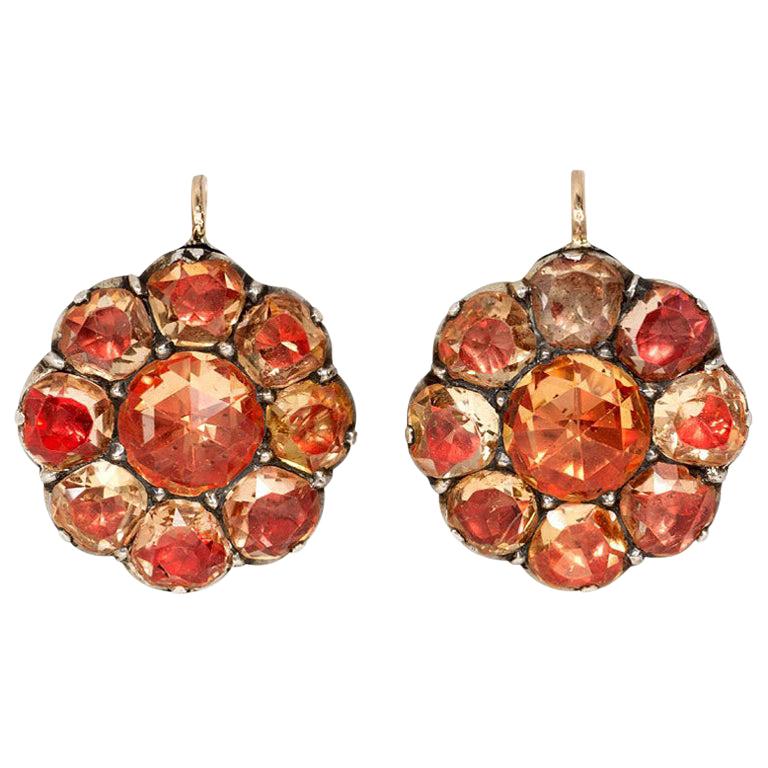 Early 19th Century Foiled Back Topaz Cluster Earrings at 1stDibs