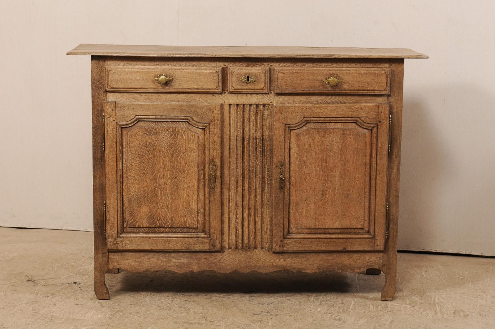 Early 19th Century French Bleached Oak Wood Buffet Cabinet with Carved ...