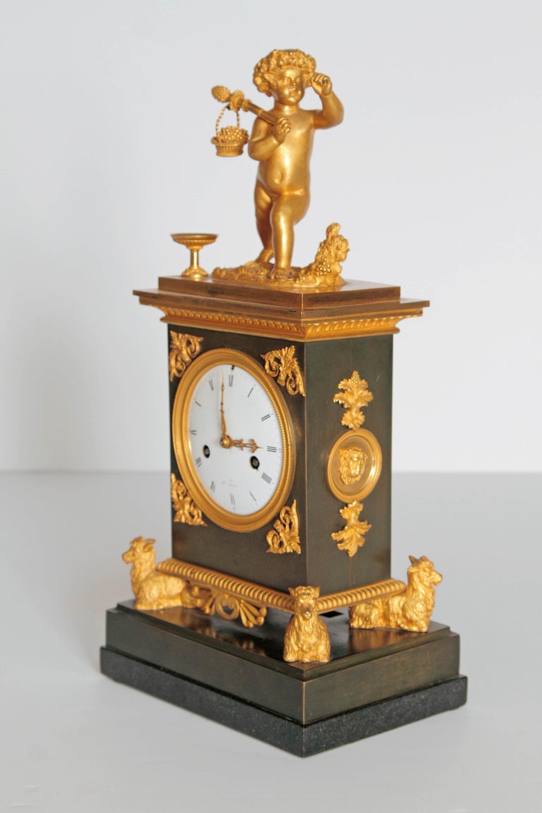 Early 19th Century French Clock with Putto For Sale at 1stDibs