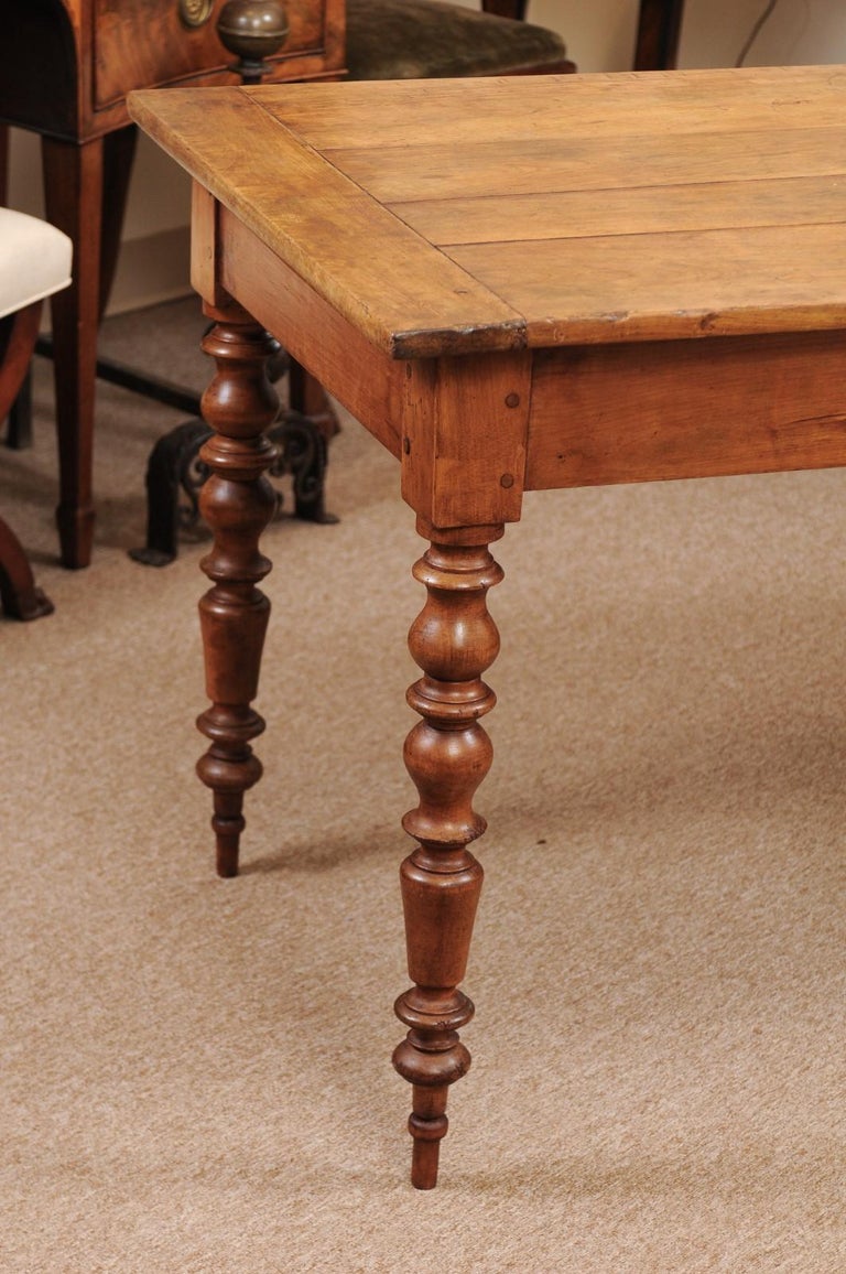 Early 19th Century French Fruitwood Rustic Farm Table with Turned Legs ...