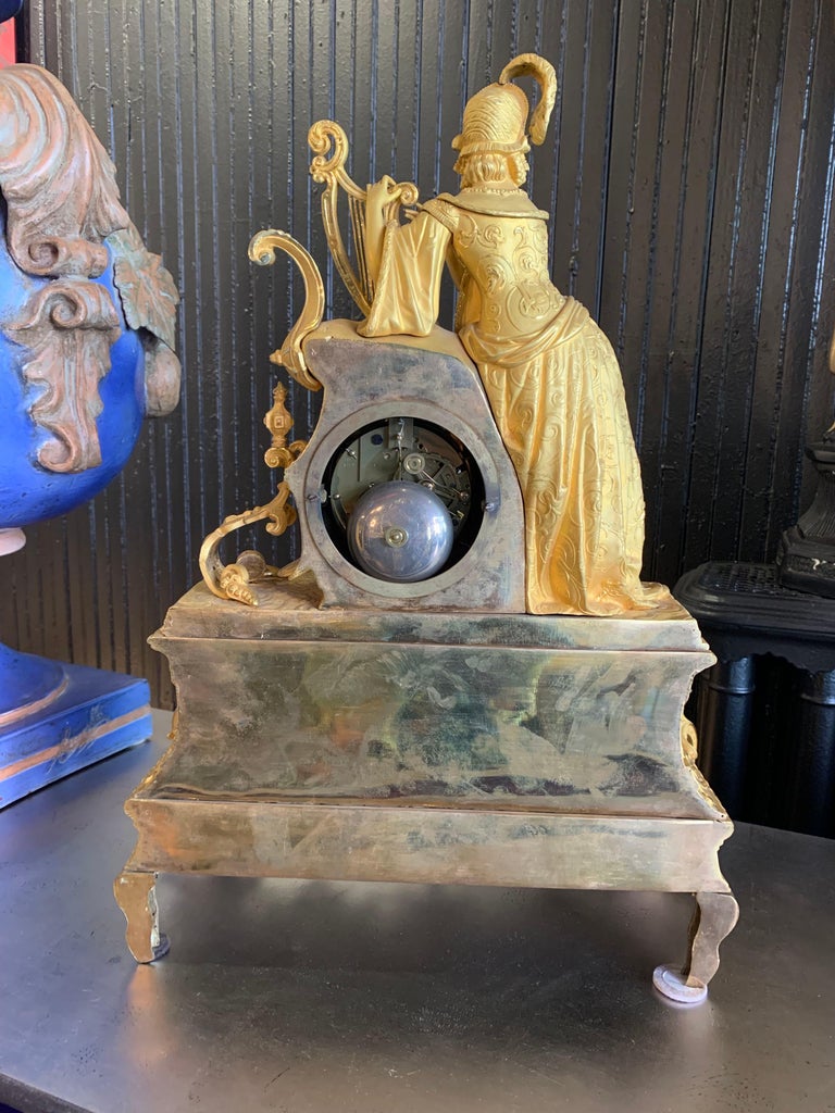 Early 19th Century French Gilt Figural Bronze Mantle Clock For Sale At