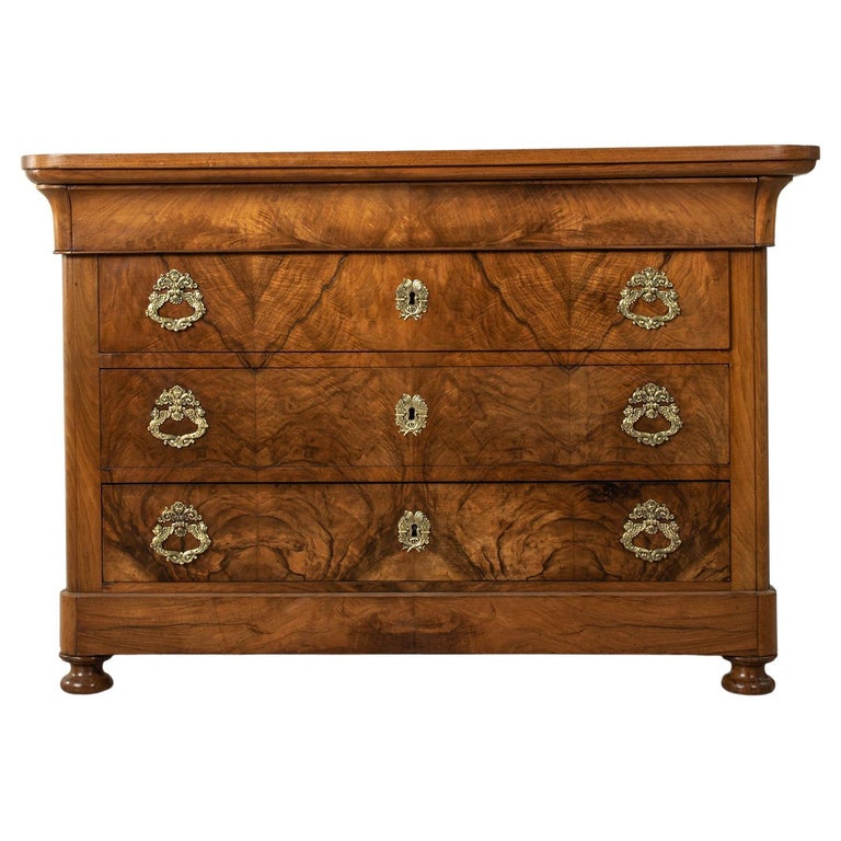 Early 19th Century French Restauration Period Book Matched Walnut Chest ...