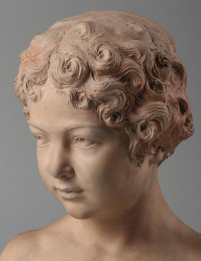 Early 19th Century French Terracotta Statue of a Young Boy Signed Henri ...