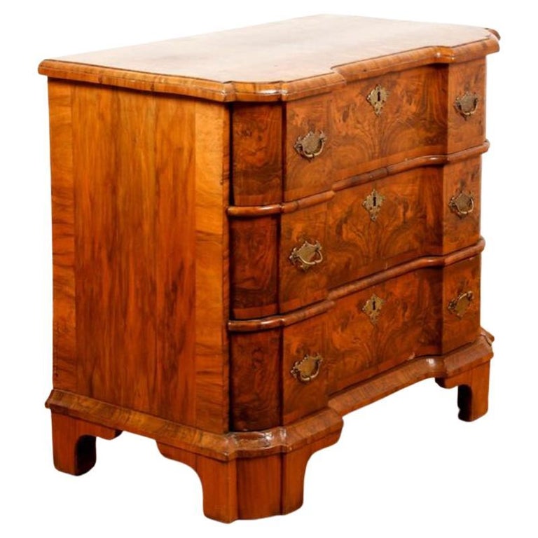 Early 19th Century Georgian Block Front Elm Burl Three Drawer Chest For ...