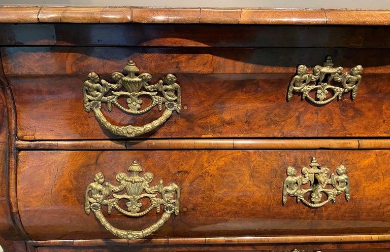 Early 19th Century German Würzburger Walnut Chest in a Great Bombe Form ...