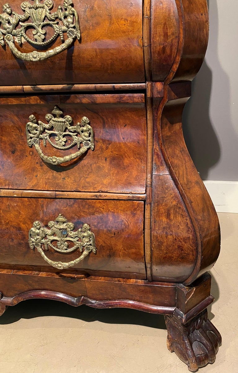 Early 19th Century German Würzburger Walnut Chest in a Great Bombe Form ...