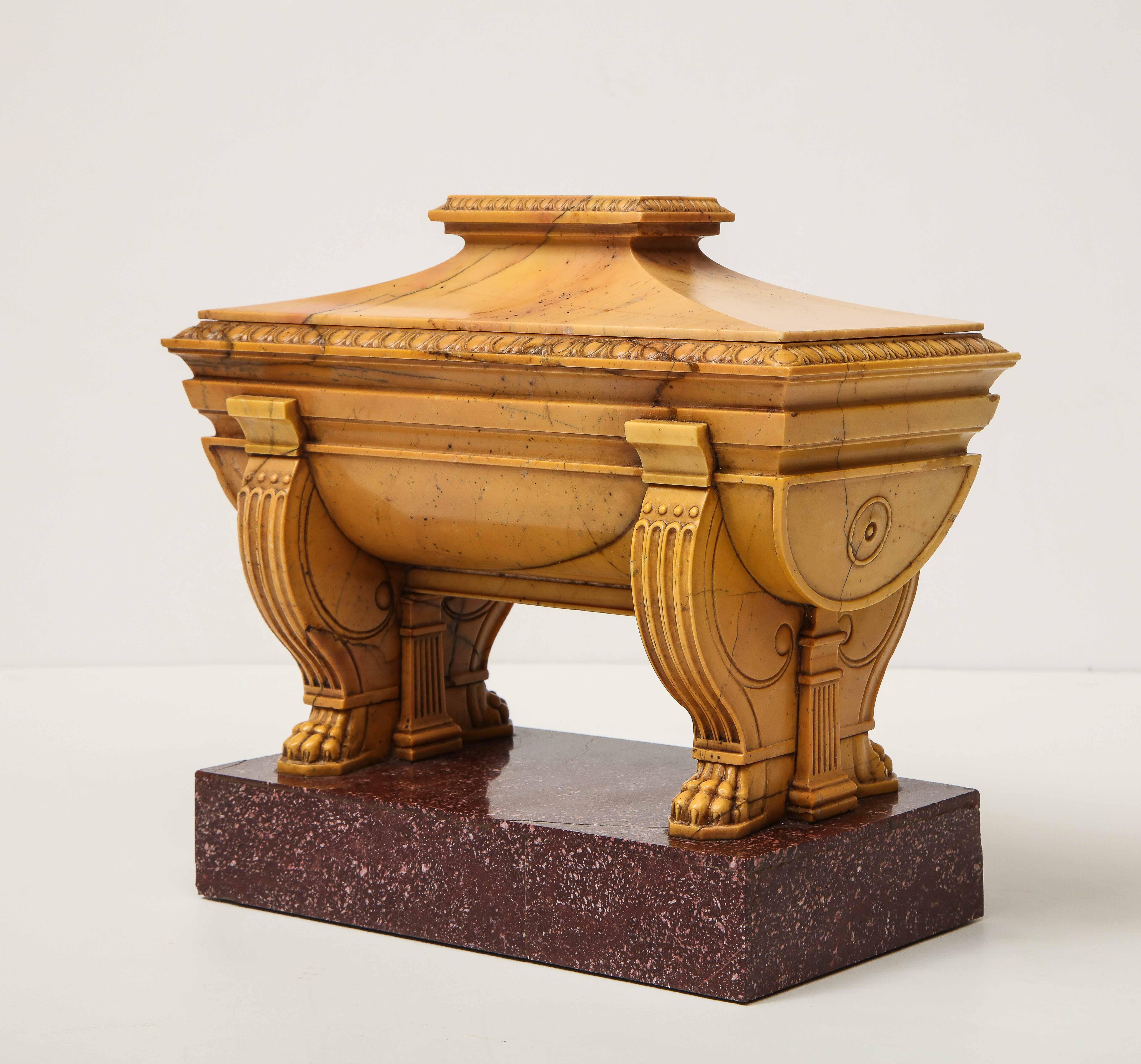 Early 19th Century Giallo Antica Tomb of Agrippa on Porphyry Base For ...