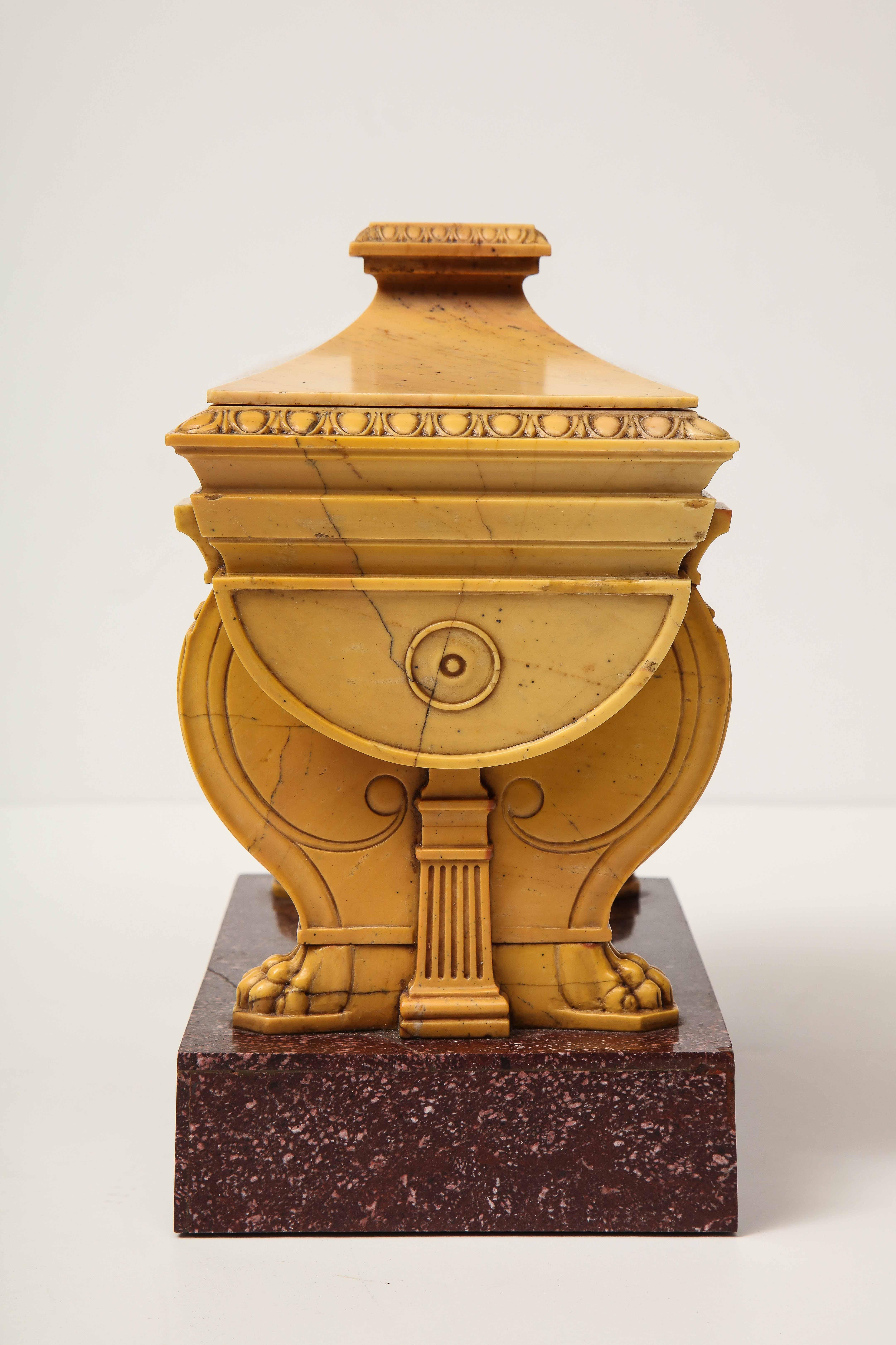 Early 19th Century Giallo Antica Tomb of Agrippa on Porphyry Base For ...