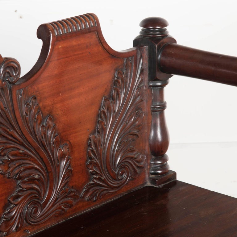 Early 19th Century Irish Mahogany Hall Bench For Sale at 1stDibs