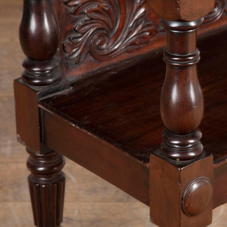 Early 19th Century Irish Mahogany Hall Bench For Sale at 1stDibs