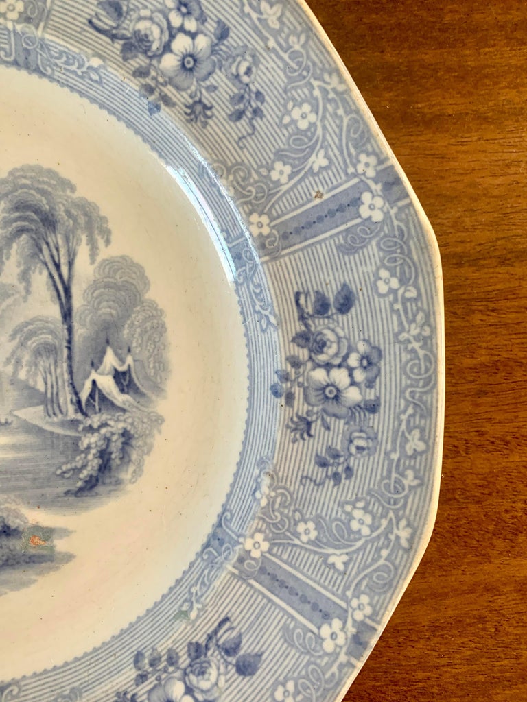 Early 19th Century Ironstone Blue and White Transferware Plate For Sale ...