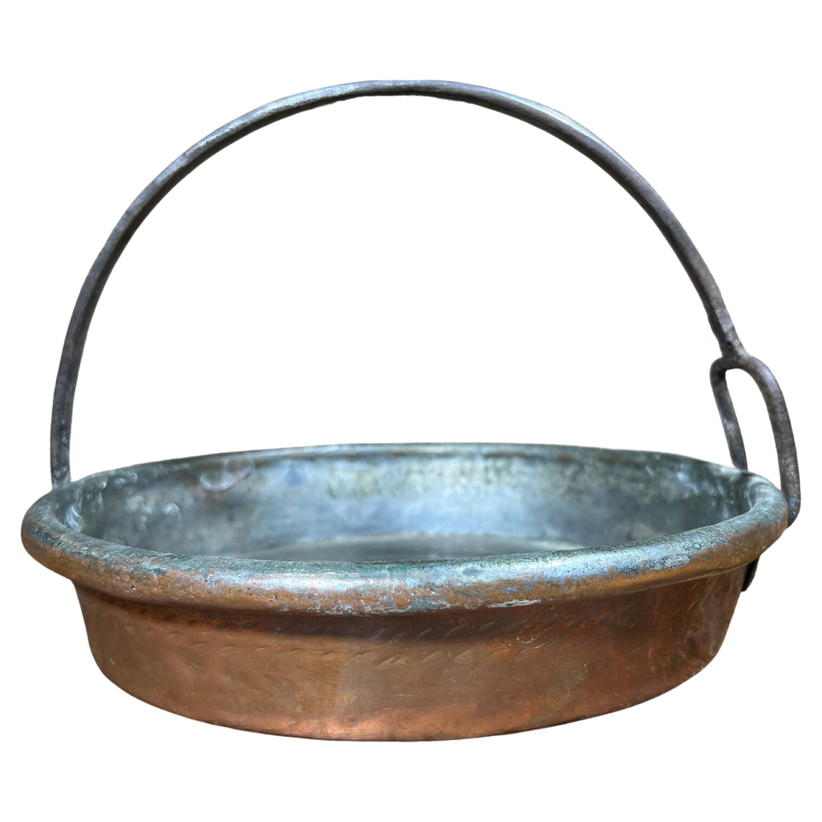 French 19th Century Antique Copper Preserving Pan with Tall Wrought ...