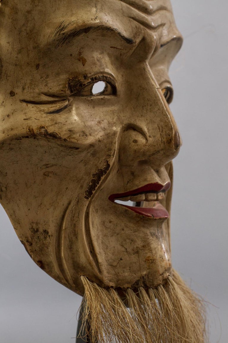 Early 19th Century Japanese Wood Noh Mask For Sale at 1stDibs