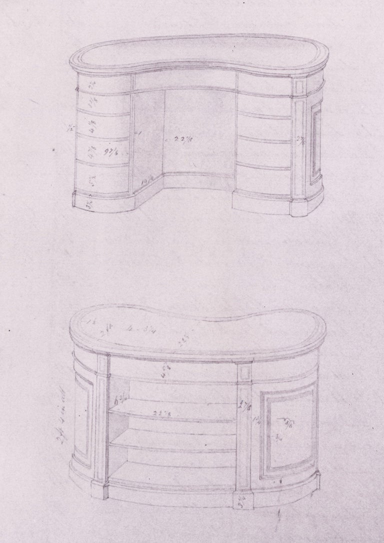 Early 19th Century Kidney-Shaped Ormolu Mounted Brown Oak Desk For Sale ...