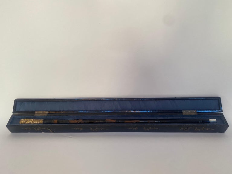 Early 19th Century Long Chinese Export Black Lacquer Box with a Walking ...