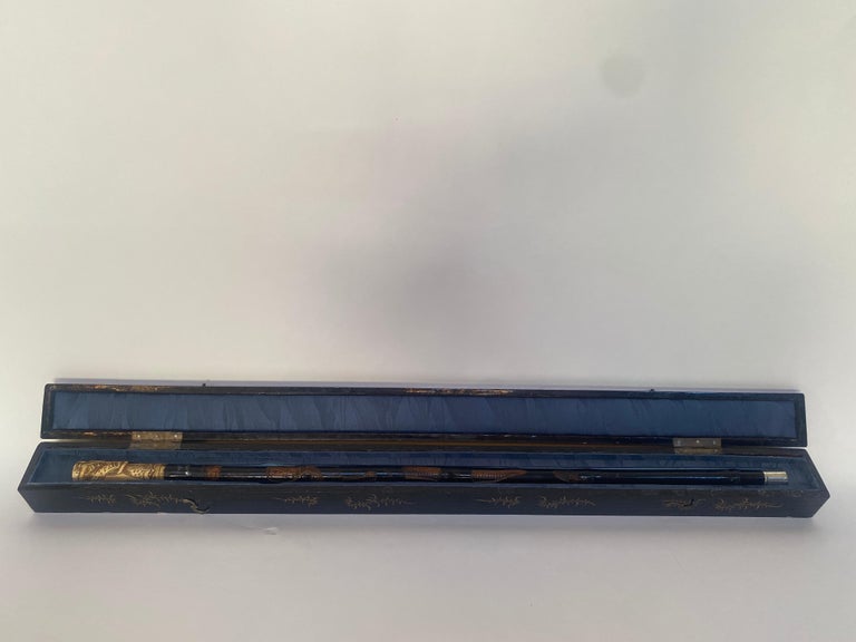 Early 19th Century Long Chinese Export Black Lacquer Box with a Walking ...