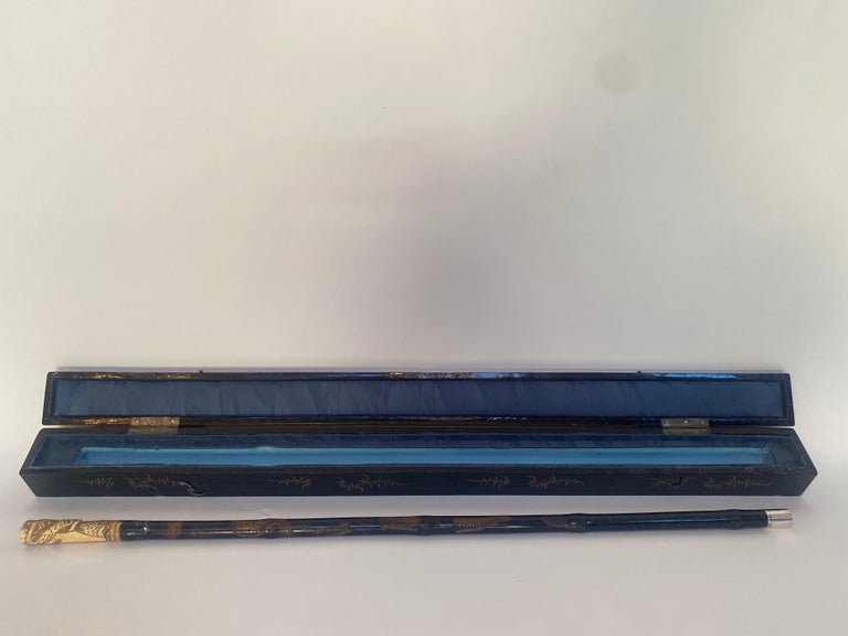 Early 19th Century Long Chinese Export Black Lacquer Box with a Walking ...