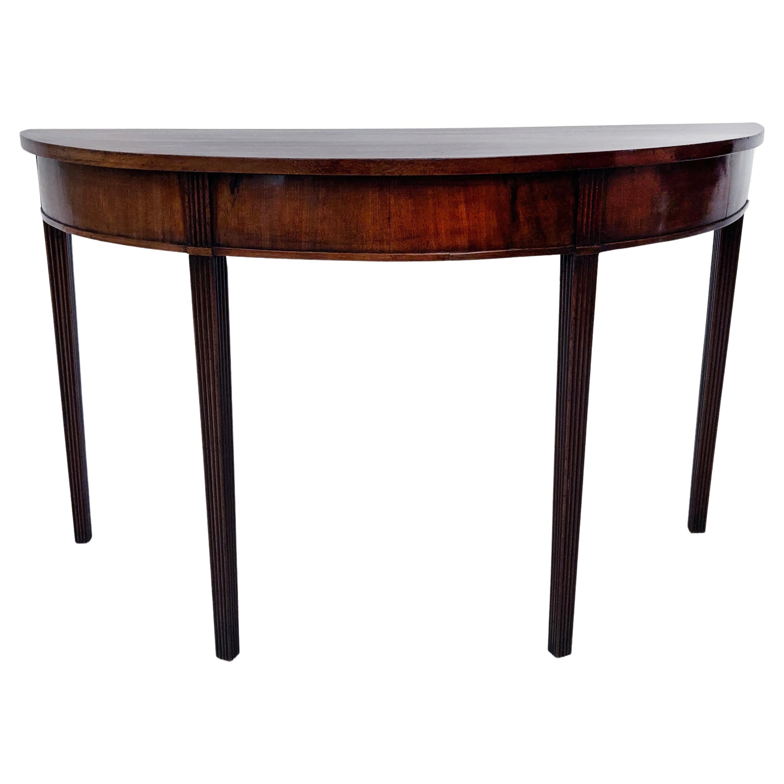19th Century Mahogany Demi-lune Console Table For Sale at 1stDibs