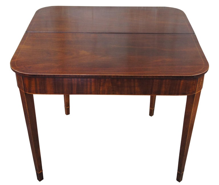 Early 19th Century Mahogany Inlaid Game Table Entryway Console Sheraton ...