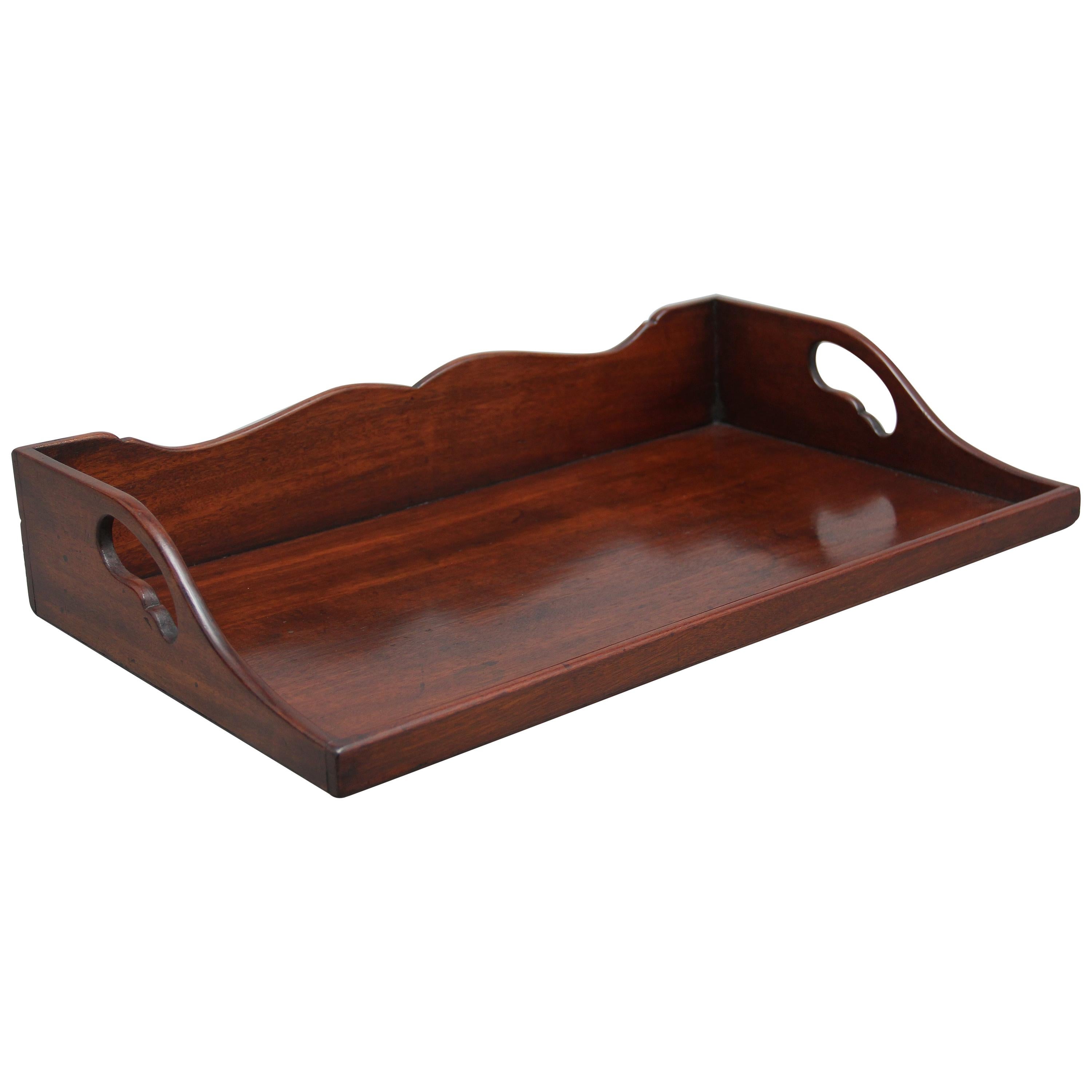 Hand Carved Wooden Fruit on Dark Mahogany Leaf Tray For Sale at 1stDibs