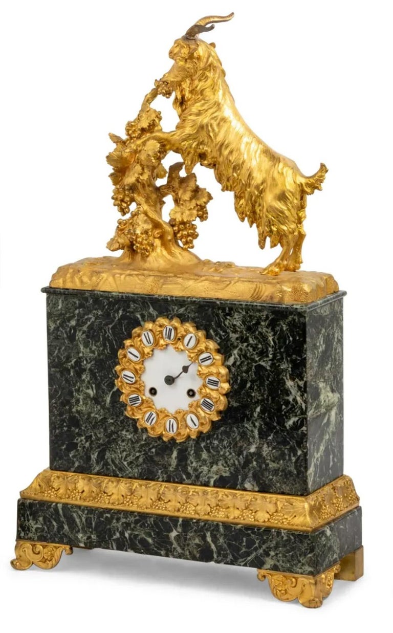 Early 19th Century Marble and Gilt Bronze Mantel Clock with Goat For ...