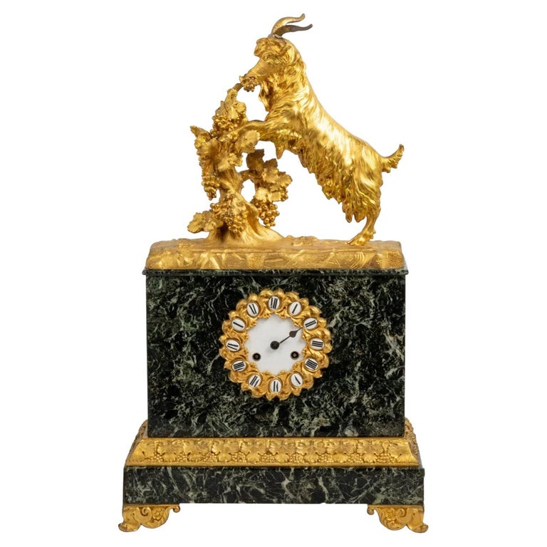 Early 19th Century Marble and Gilt Bronze Mantel Clock with Goat For ...