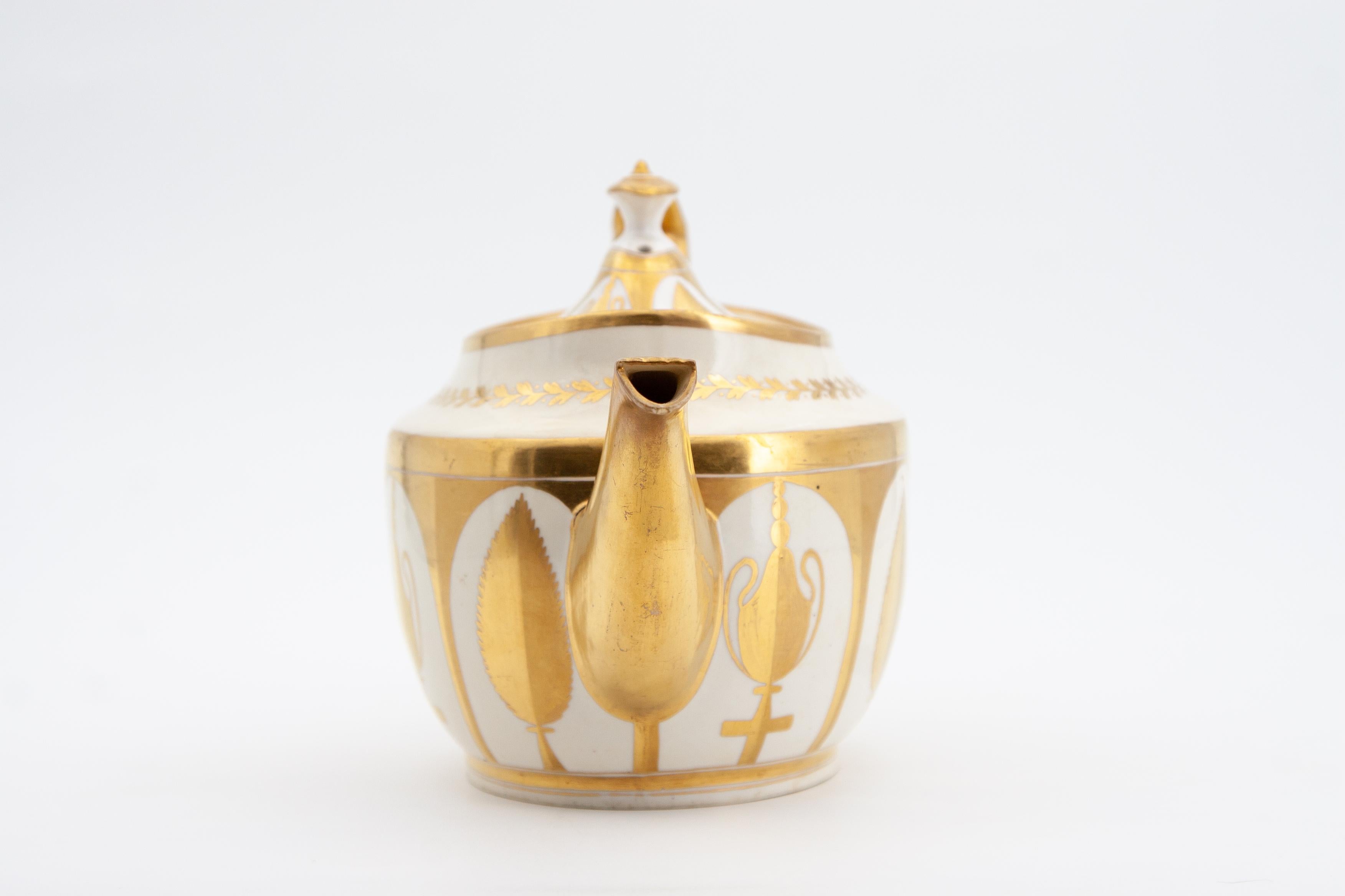 Early 19th Century Minton Porcelain Neoclassical Gilded Teapot at 1stDibs