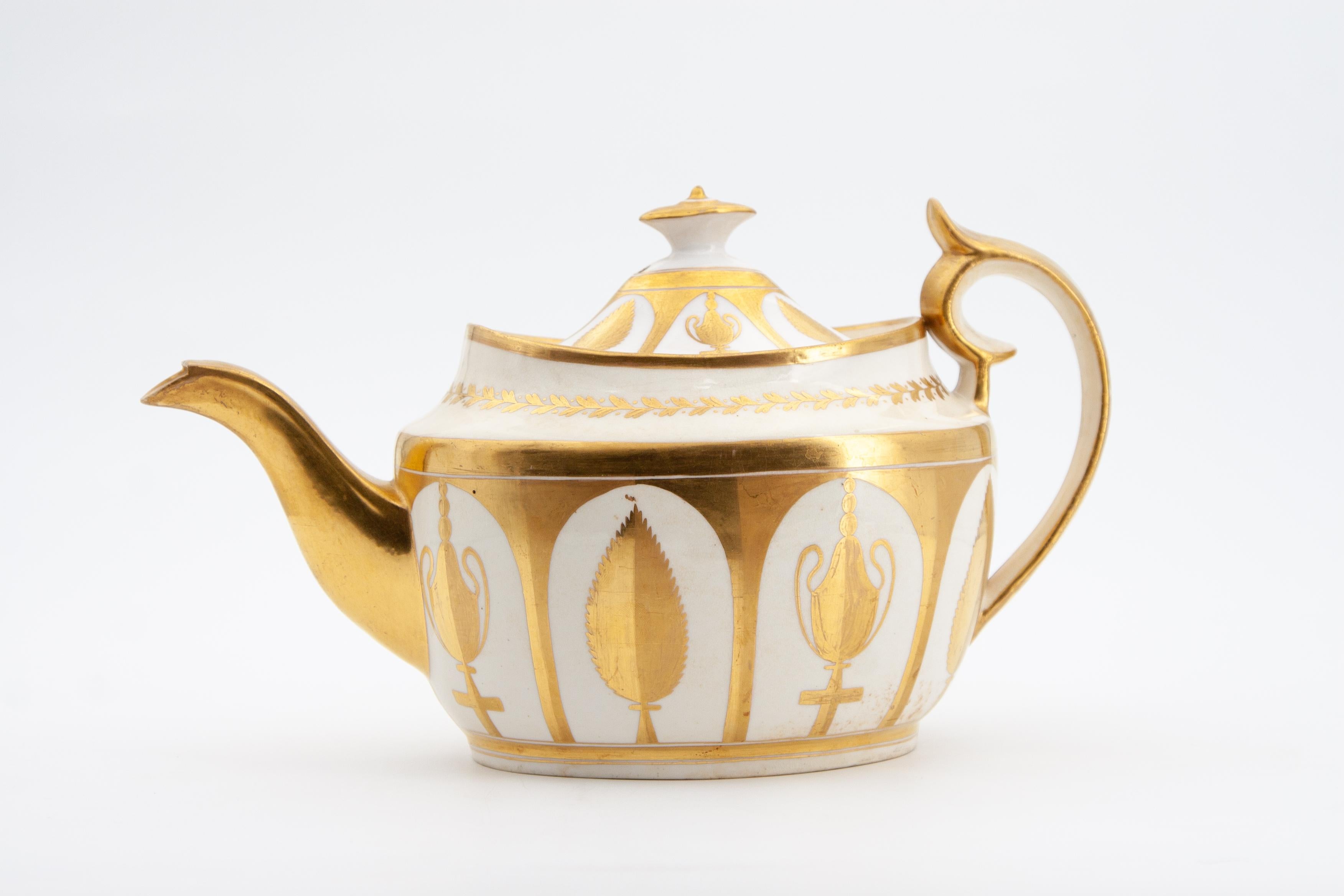 Early 19th Century Minton Porcelain Neoclassical Gilded Teapot at 1stDibs
