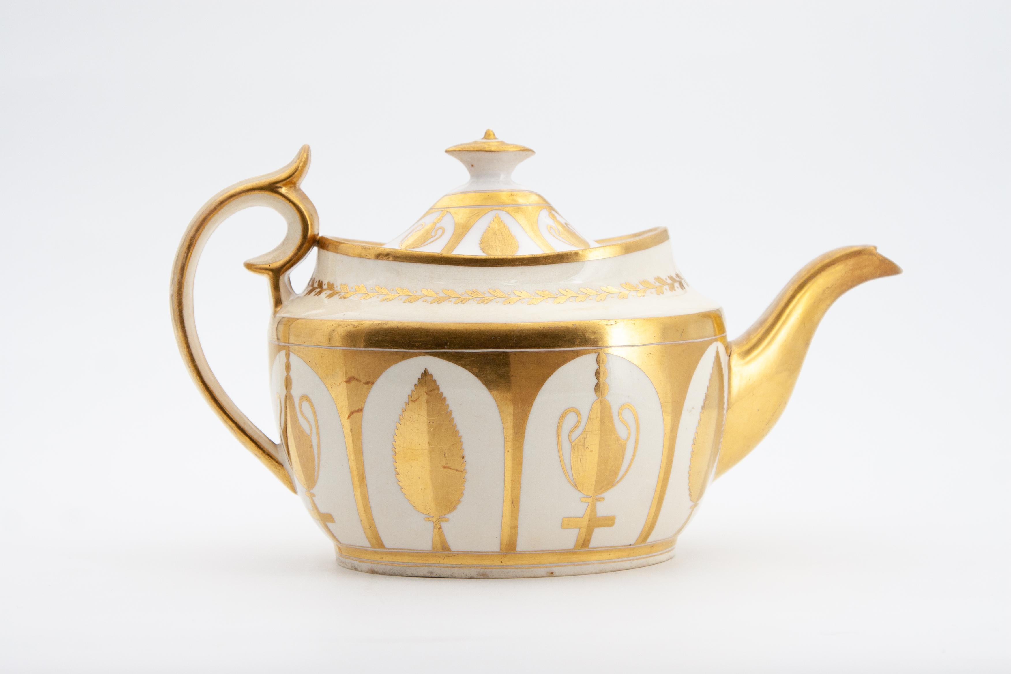 Early 19th Century Minton Porcelain Neoclassical Gilded Teapot at 1stDibs
