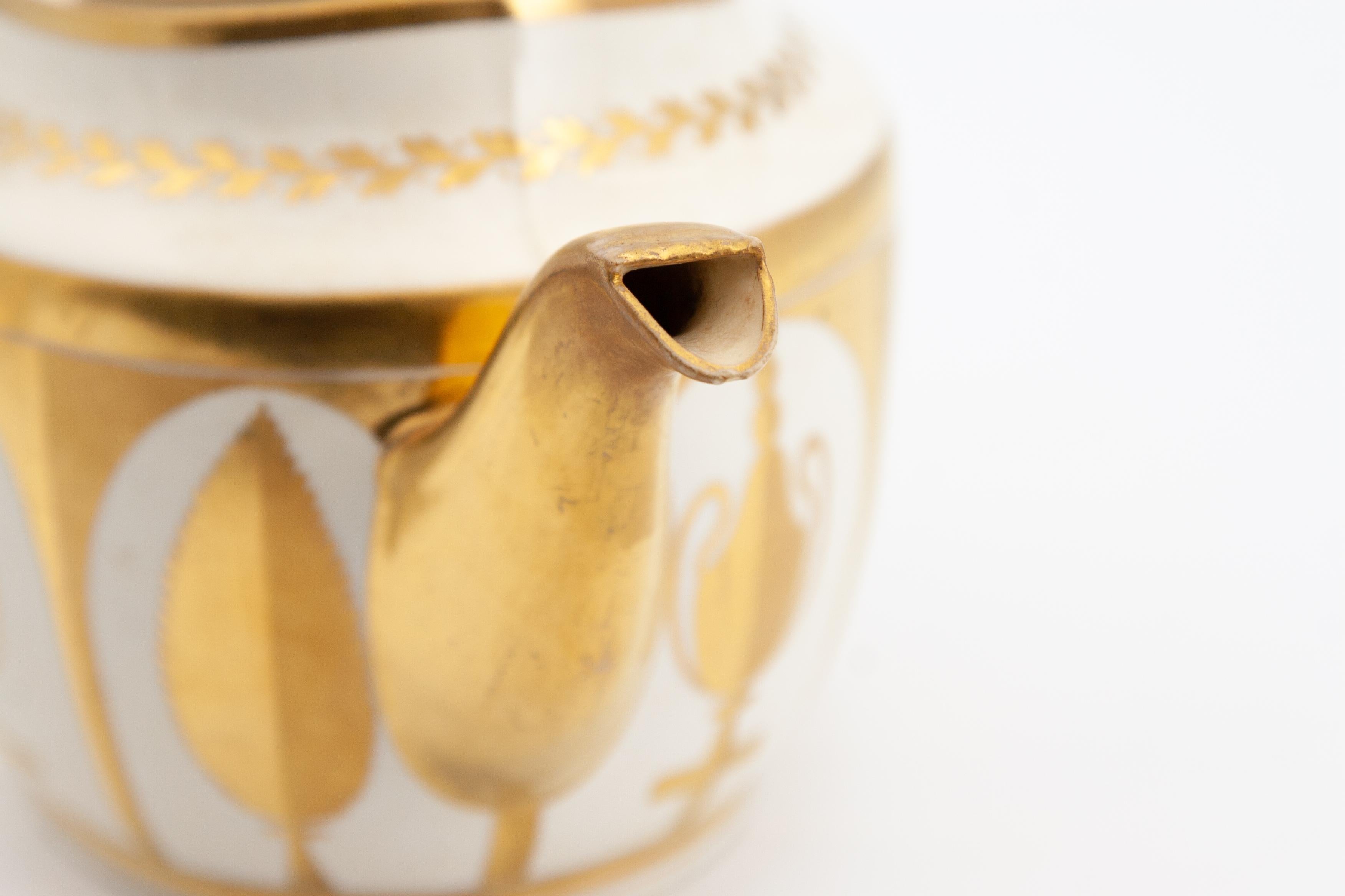 Early 19th Century Minton Porcelain Neoclassical Gilded Teapot at 1stDibs