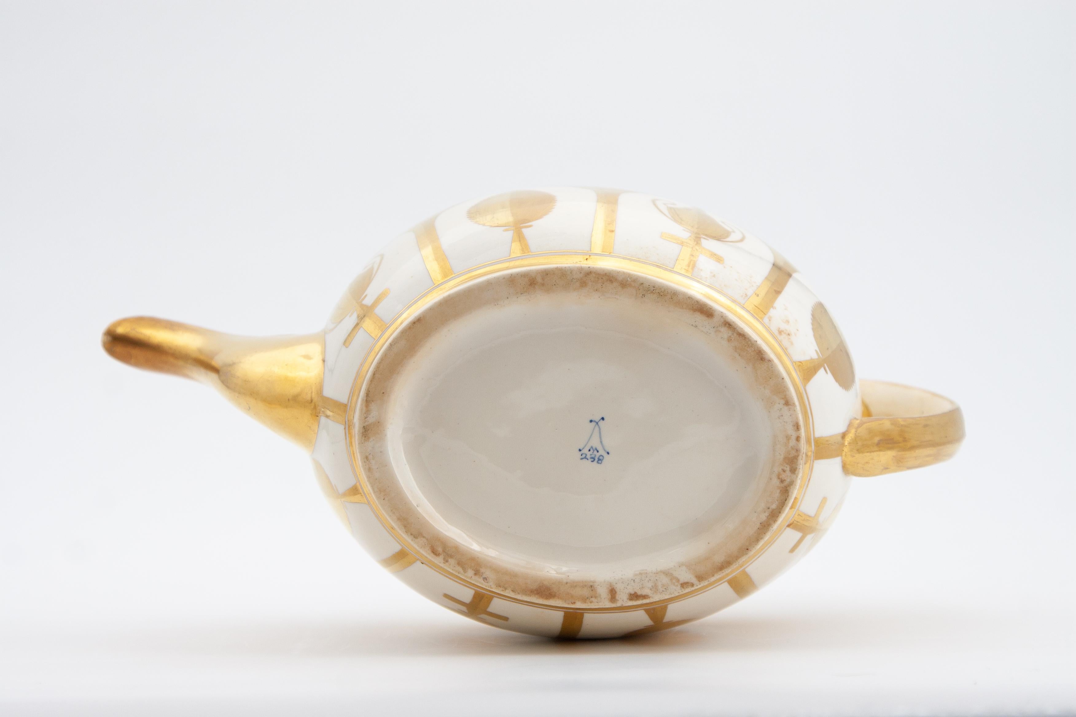 Early 19th Century Minton Porcelain Neoclassical Gilded Teapot at 1stDibs