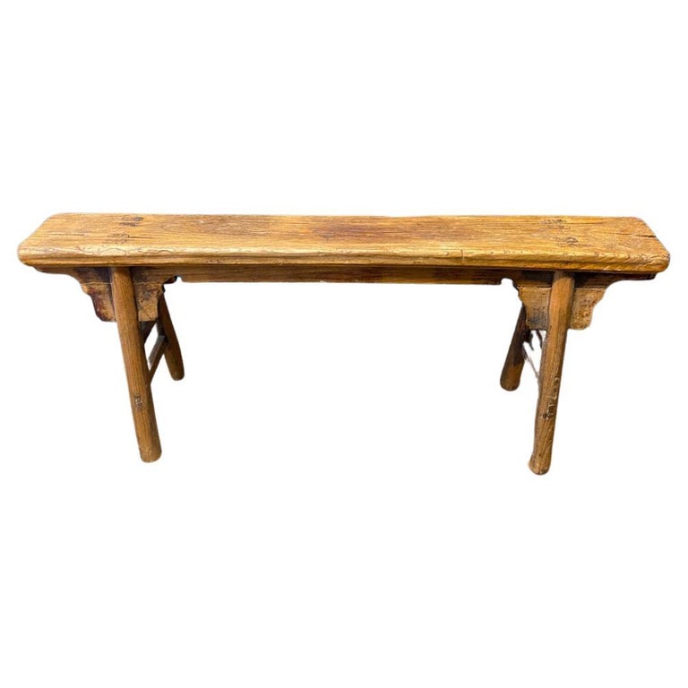 Early 19th Century Narrow Chinese Wood Bench at 1stDibs