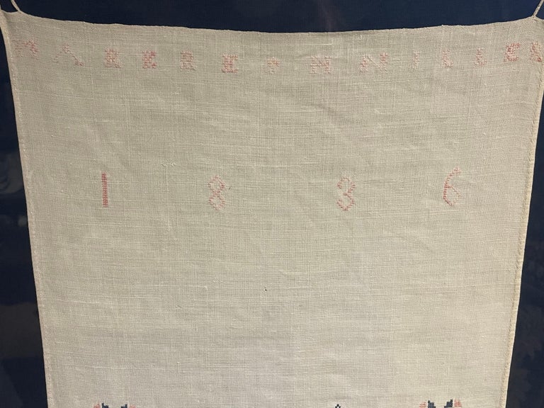 Early 19th Century Needlework "Show Towel" Dated 1836 For Sale at 1stDibs