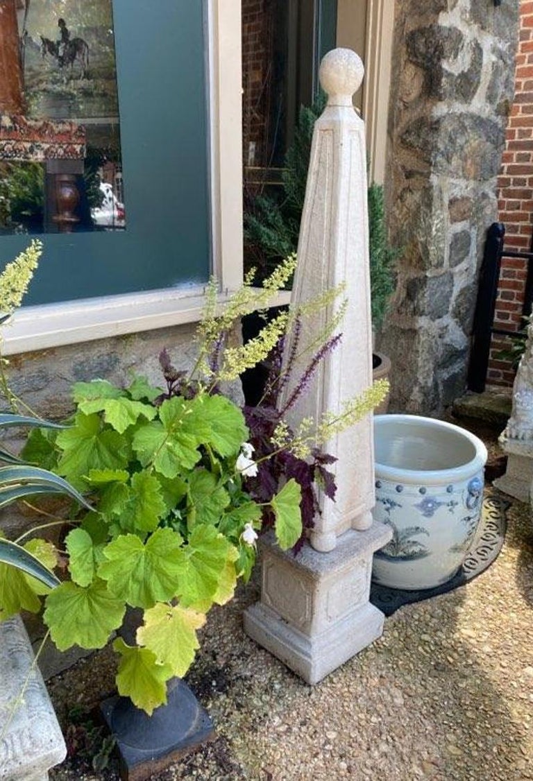 Early 19th Century Neoclassical Cast Cement Garden Obelisks at 1stDibs