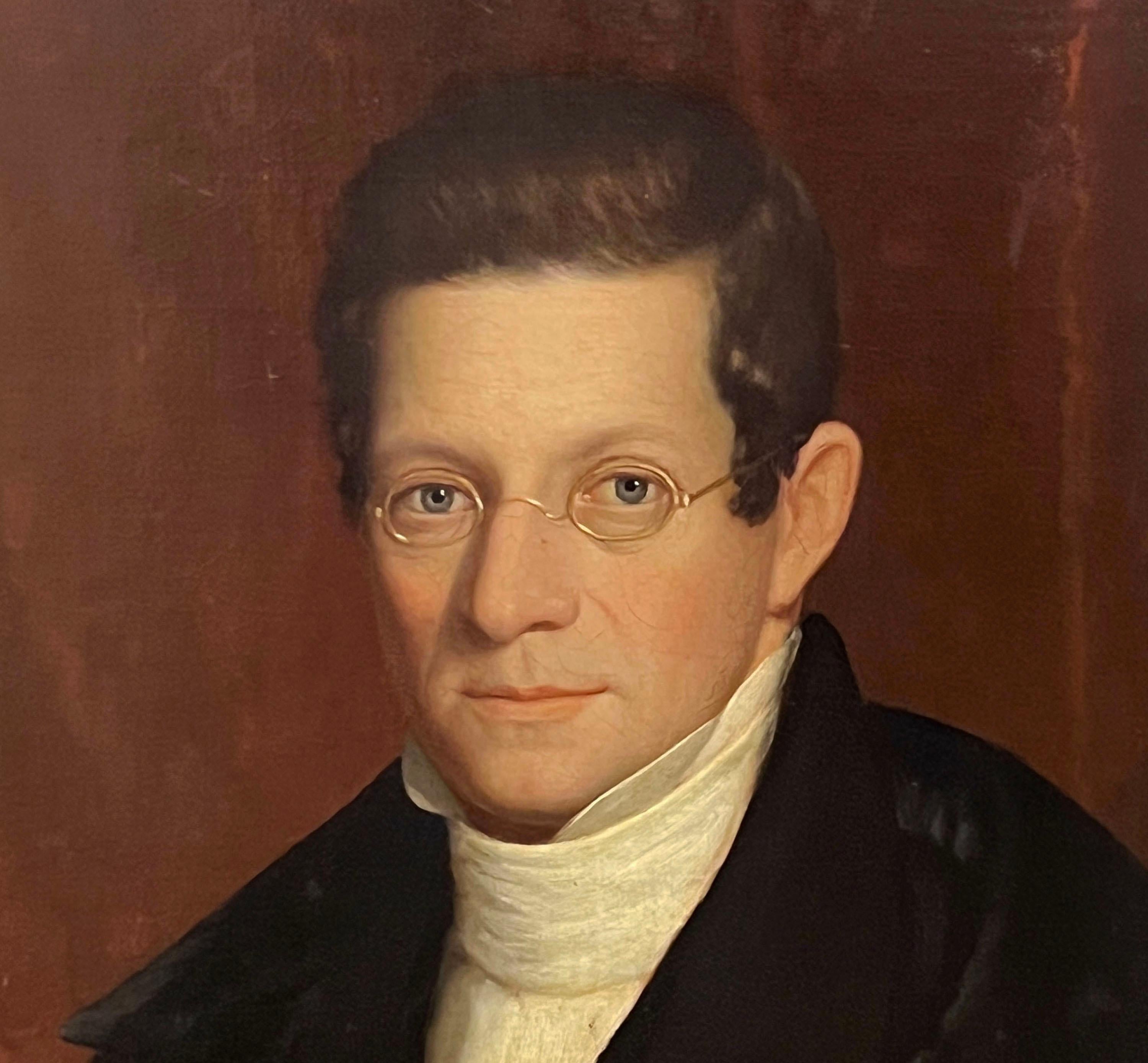 Early 19th Century Oil Portrait of a Bespectacled New England Gentleman ...